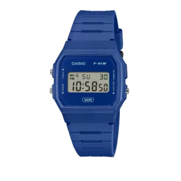 Casio Blue Band Digital Watch for Unisex - F-91WB-2A1DF– FAWAAH